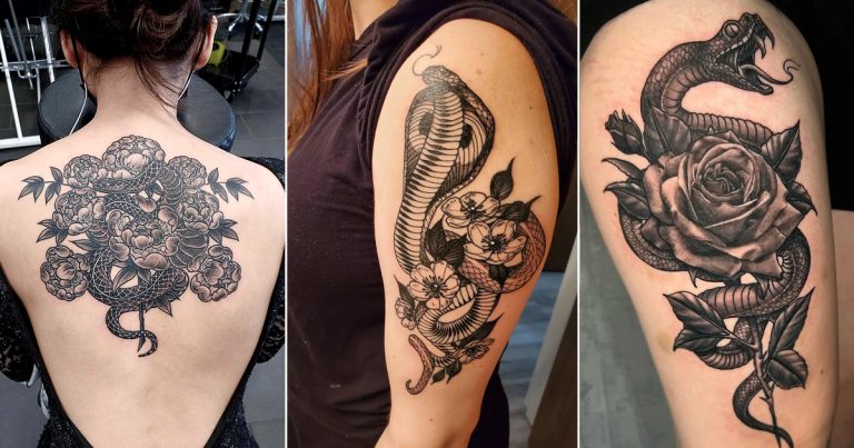 20 Graceful Snake and Flower Tattoo Designs with Symbolic Meaning ...